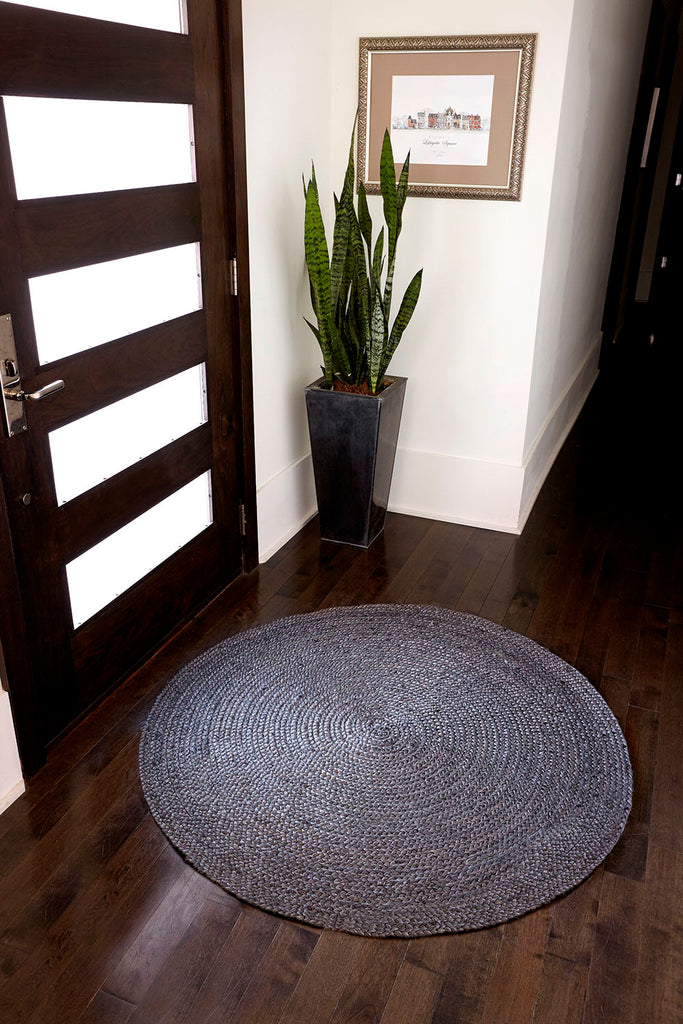 Kerala Dark Gray Round Jute Rug – Natural Rug Co